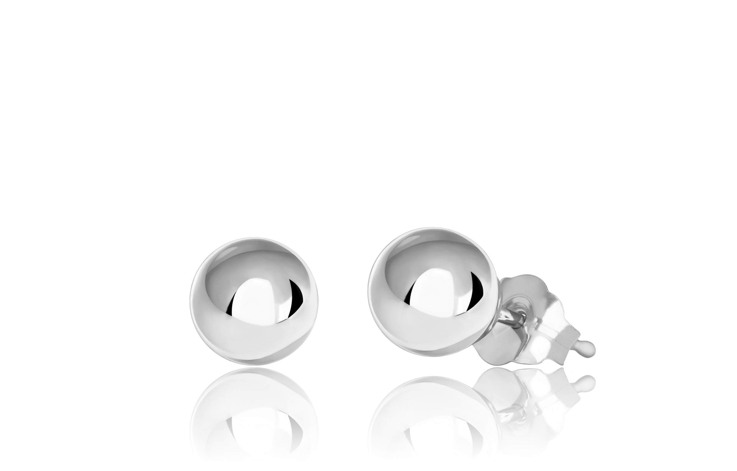 Honolulu Jewelry Company 14K Real White Gold Polished Round Ball Stud Earrings (5mm - White Gold)