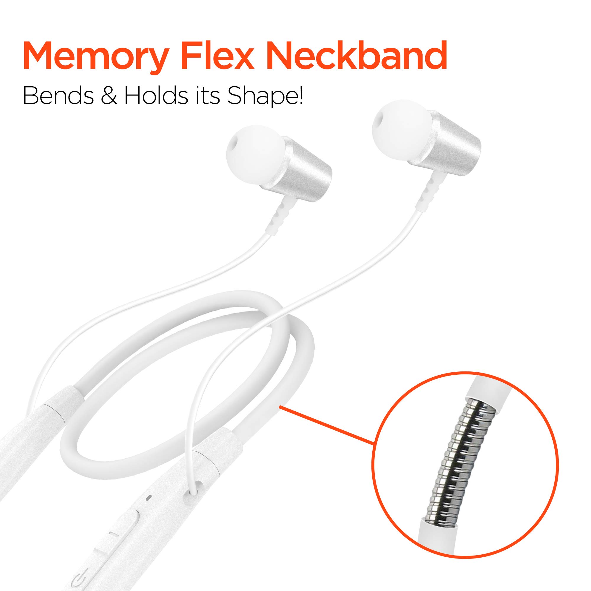 HyperGear Flex Extreme Bluetooth Wireless Earphones Designed for Sports [Seals Audio in & Distractions Out] Sweat-Proof Neckband, Earbud Storage + Calls, Black (14724)