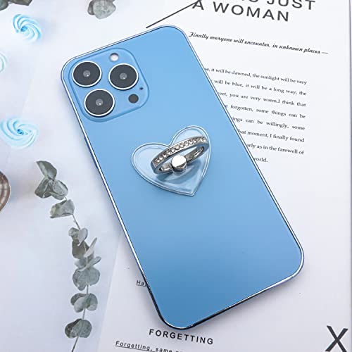 WOGROO Cell Phone Ring Holder Stand Compatible All Mobile Phones or Phone Cases, Transparent Phone Ring Holder Finger Kickstand 360°Degree Rotation Clear Phone Ring Grip, 2 Silver