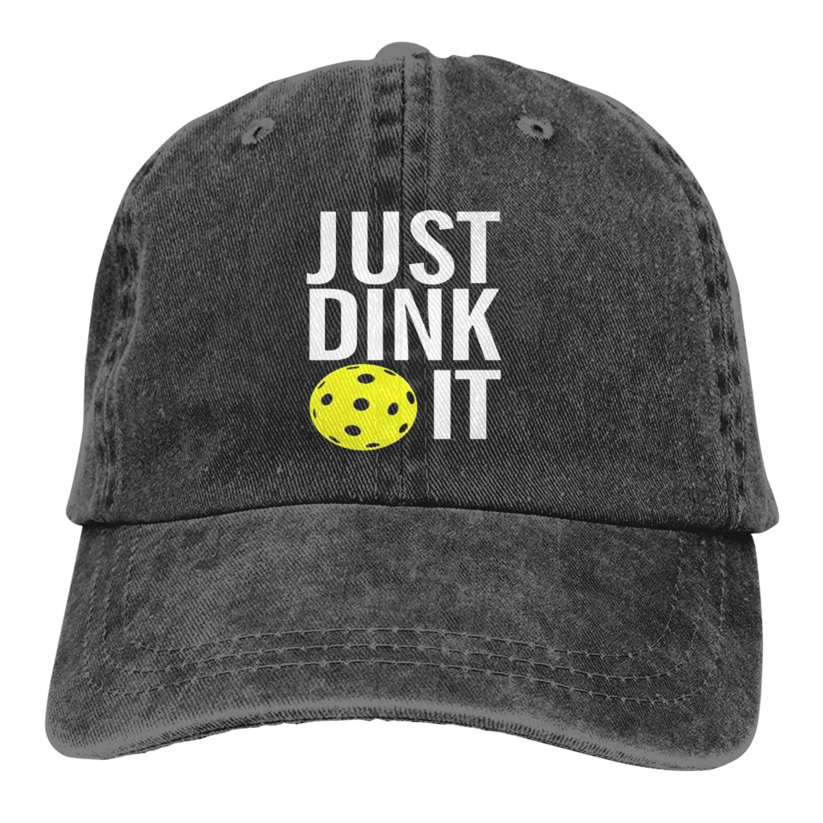 Just Dink It Pickleball Baseball Cap Adjustable Men's Women's Sport Baseball Vintage Washed Funny Trucker Dad Hat Black