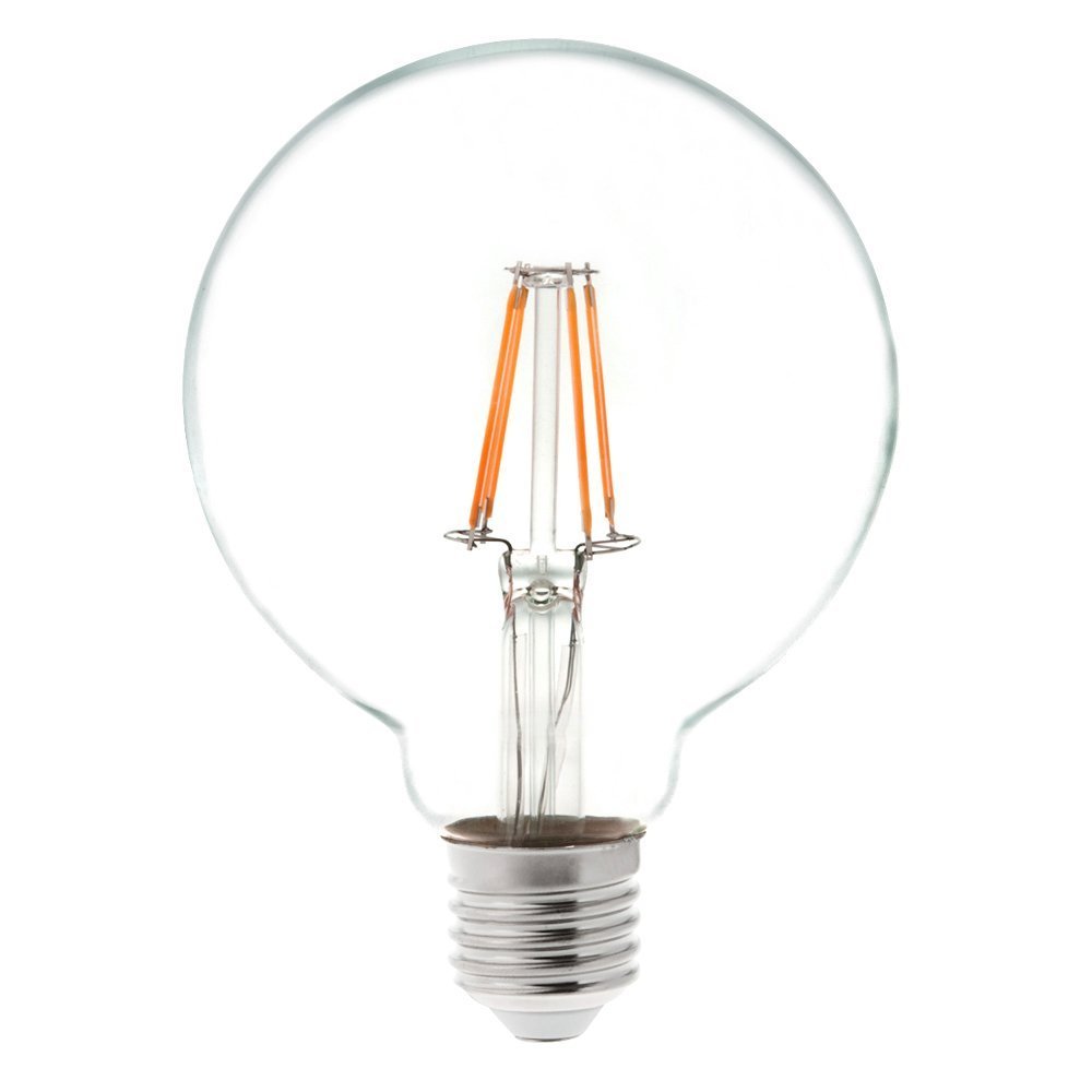 HERO-LED G30-DS-4W-WW27 Dimmable G30 E26/E27 4W Edison Globe Style LED Vintage Antique Filament Bulb, 40W Equivalent, Warm White 2700K, 4-Pack