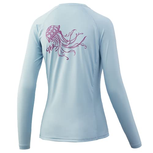 HUK Women's Pursuit Long Sleeve Performance Shirt + Sun Protection, Jelly-Ice Blue, X-Small
