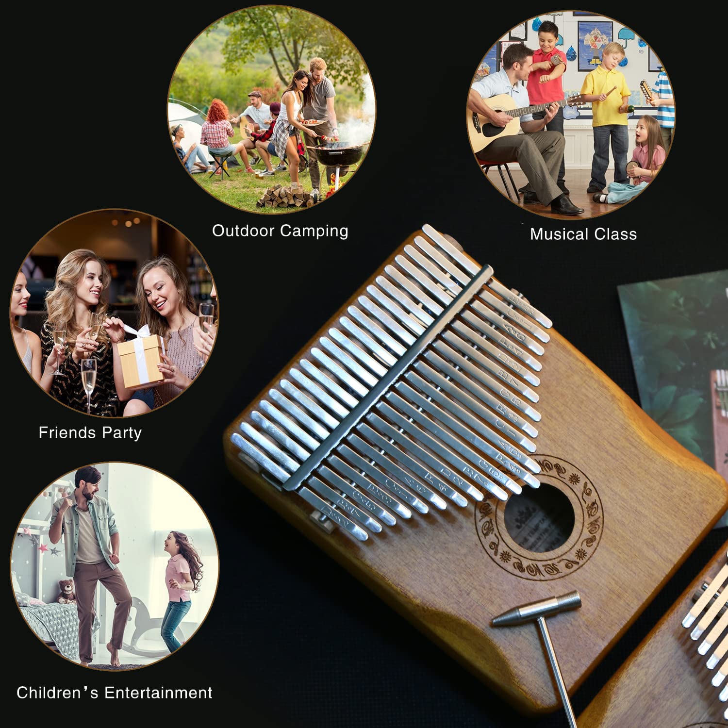 Kalimba portable 21-key thumb piano, easy to learn portable instrument present, suitable for adults, children and beginners