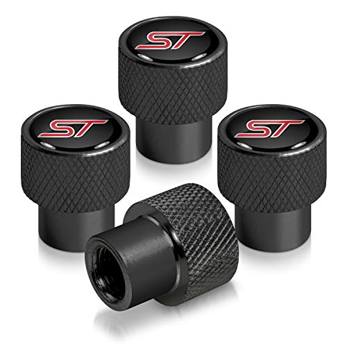 iPick Image Made for Ford Focus ST in Black on Black Aluminum Tire Valve Stem Caps
