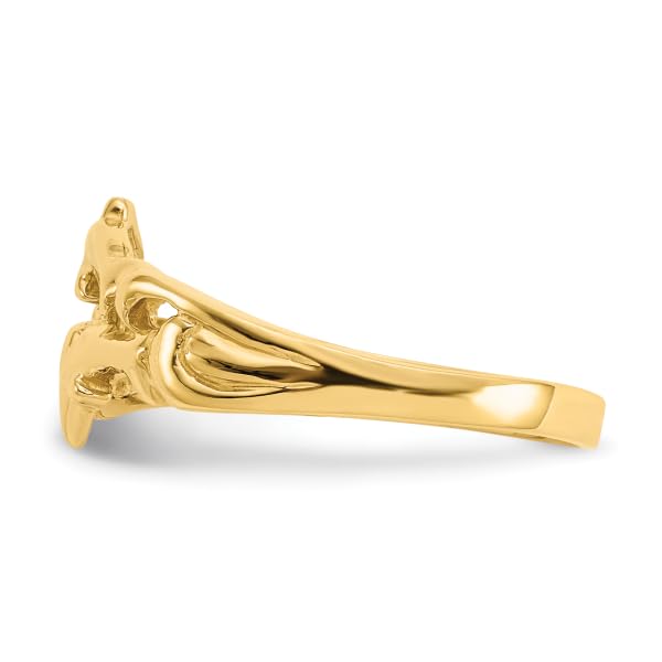 IceCarats 14K Yellow Gold Sea Dolphin Ocean Fish Beach Nautical Waves Ring Size 6.5