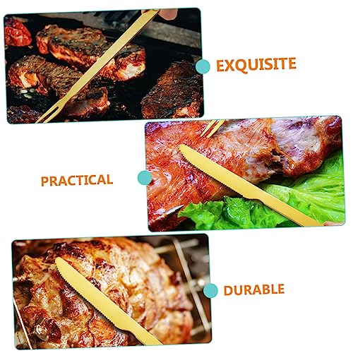 Happyyami 5 Sets Barbecue and Fork Carving Barbecue Fork Brisket BBQ Fork Kitchen Fork Utensil Meat Fork BBQ Tool Long Handle Stainless Steel Food