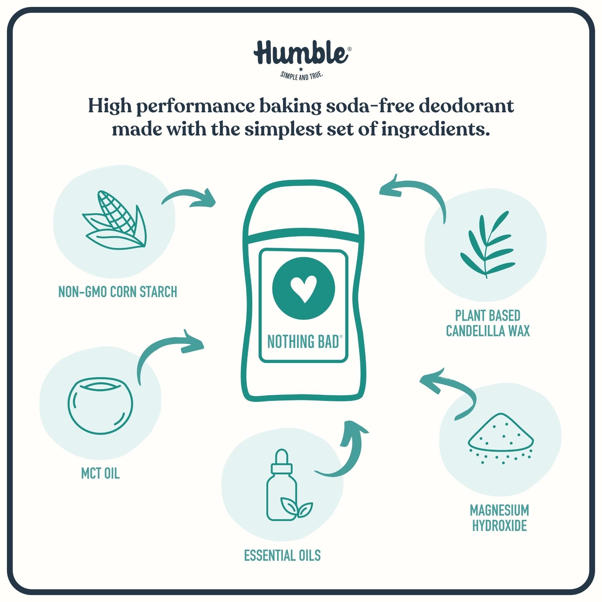 HUMBLE BRANDS Aluminum-Free Deodorant, Vegan and Cruelty- free, Formulated for Sensitive Skin, Moroccan Rose, 2.5 Ounce (Pack of 1)