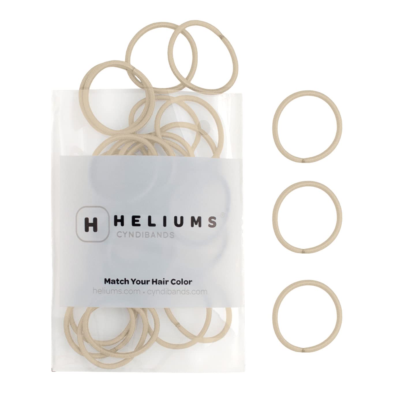 Heliums Small Hair Ties - Light Blonde - 1 Inch Hair Bands, 2mm Hair Elastics For Thin Hair and Kids - No Damage Ponytail Holders in Neutral Colors - 48 Count