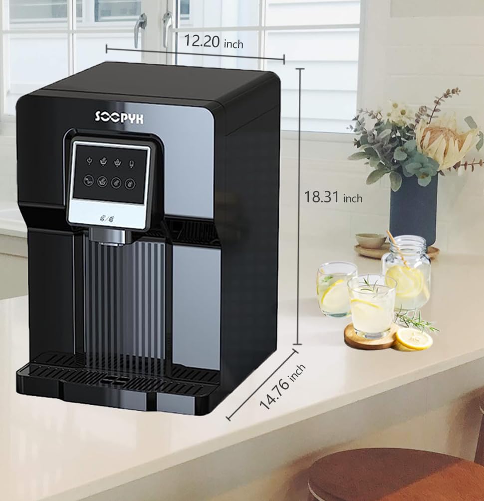 SOOPYK Countertop Bottleless Water Cooler Dispenser Built-in Ice Maker with Water Line (Without HOT Water)