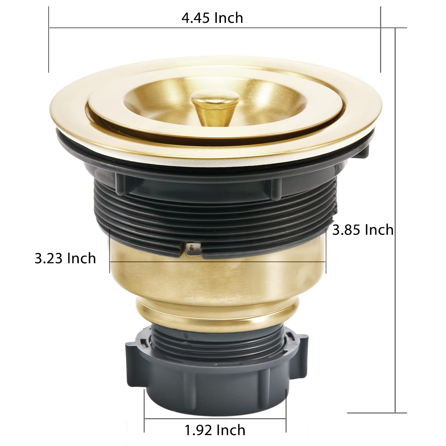 KONE 3-1/2 Inch Gold Sink Drain, Durable Stainless Steel Brass Kitchen Sink Drain Assembly Kit with Sink Strainer Waste Basket/Strainer Assembly/Sealing Lid for Standard Kitchen Sink