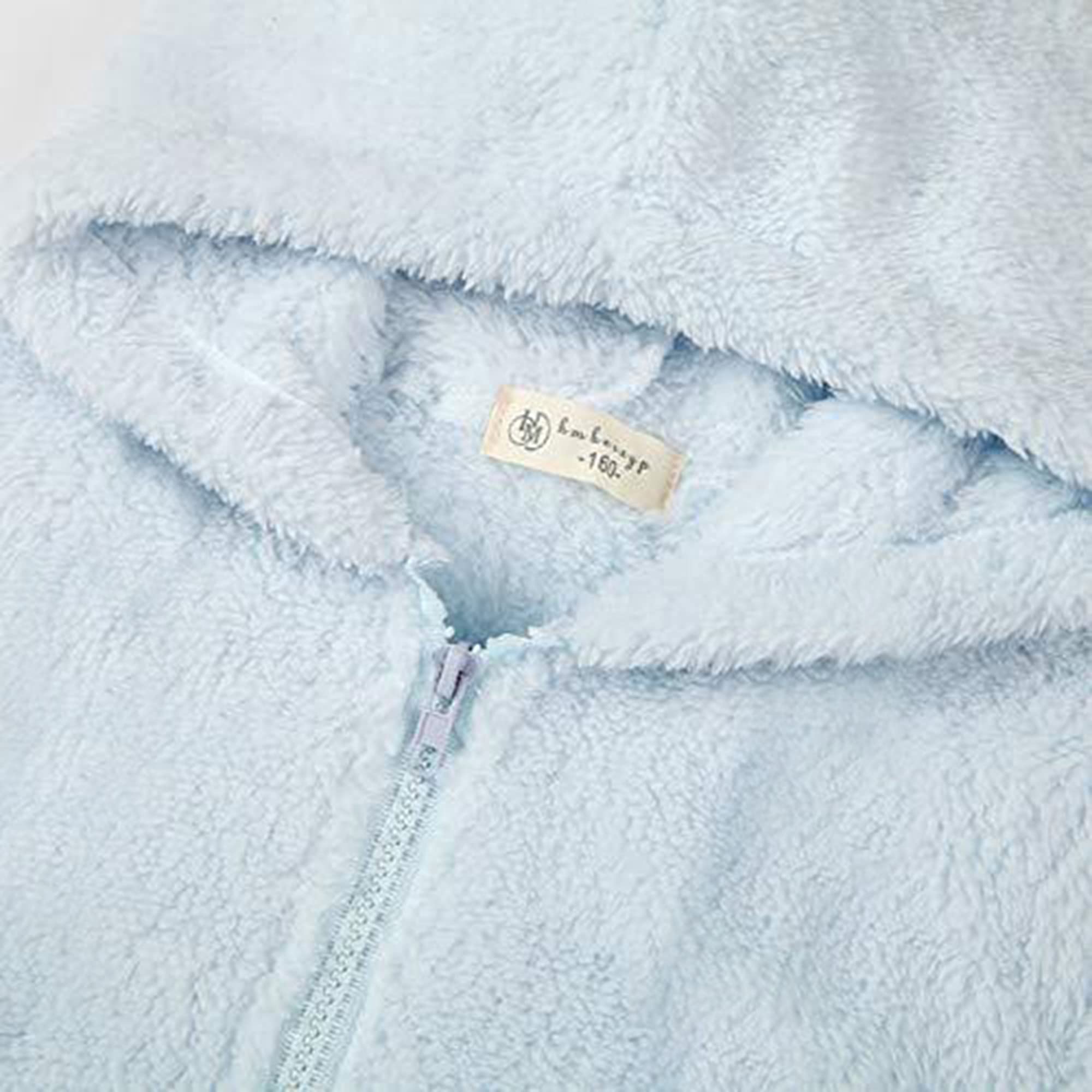 HMBEIXYP Girl's Polar Fleece Sherpa Pullover Fuzzy Fleece Sweatshirt Hoodie with Pockets Blue 140CM