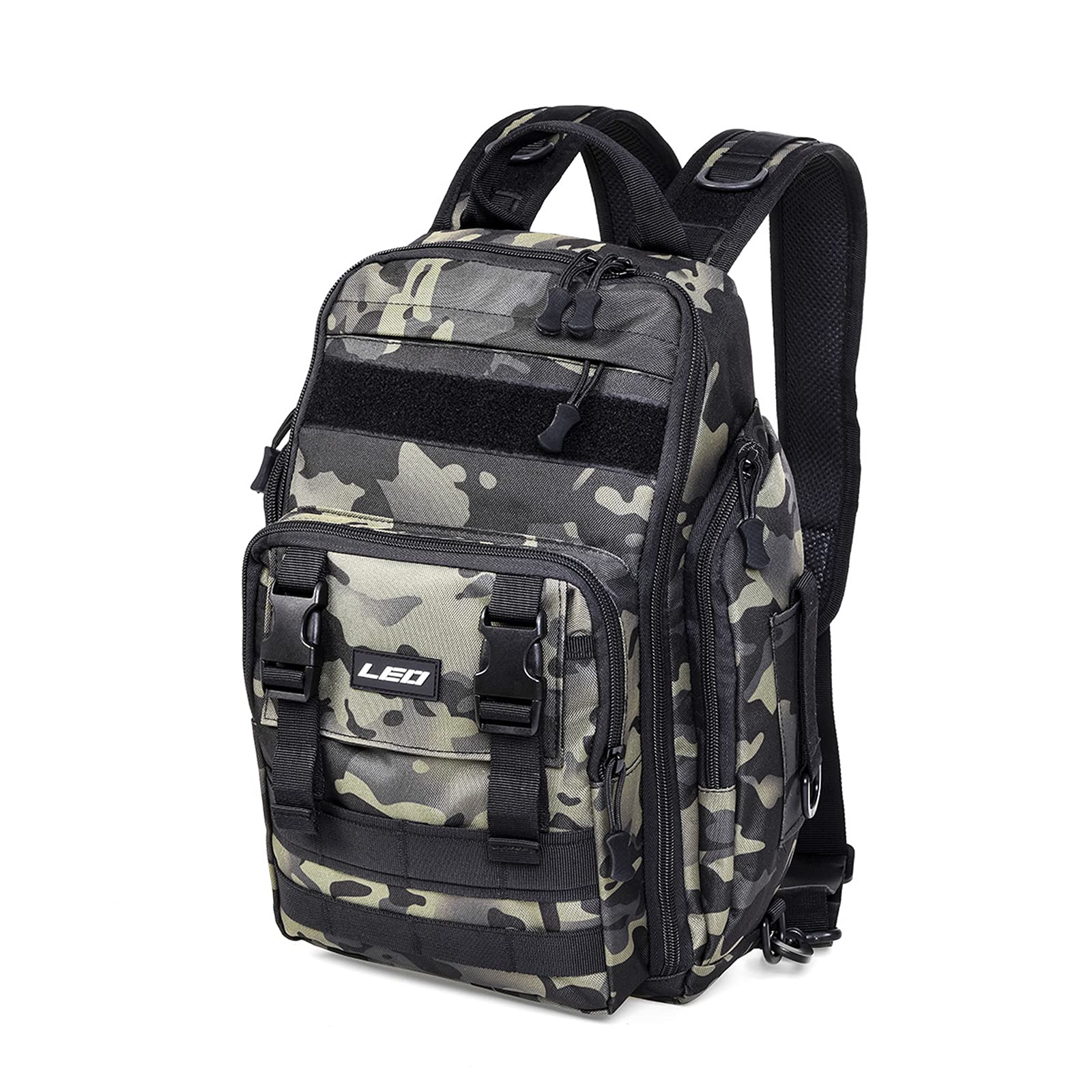 MengK Fishing Tackle Backpack Sling Bag with Rod Holder Fishing Gear Storage Bag Shoulder Backpack