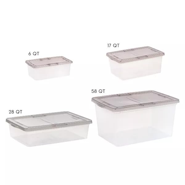 TRoMI 5-Pack 58-Quart Snap-On Plastic Storage Bins, Stackable Large Capacity