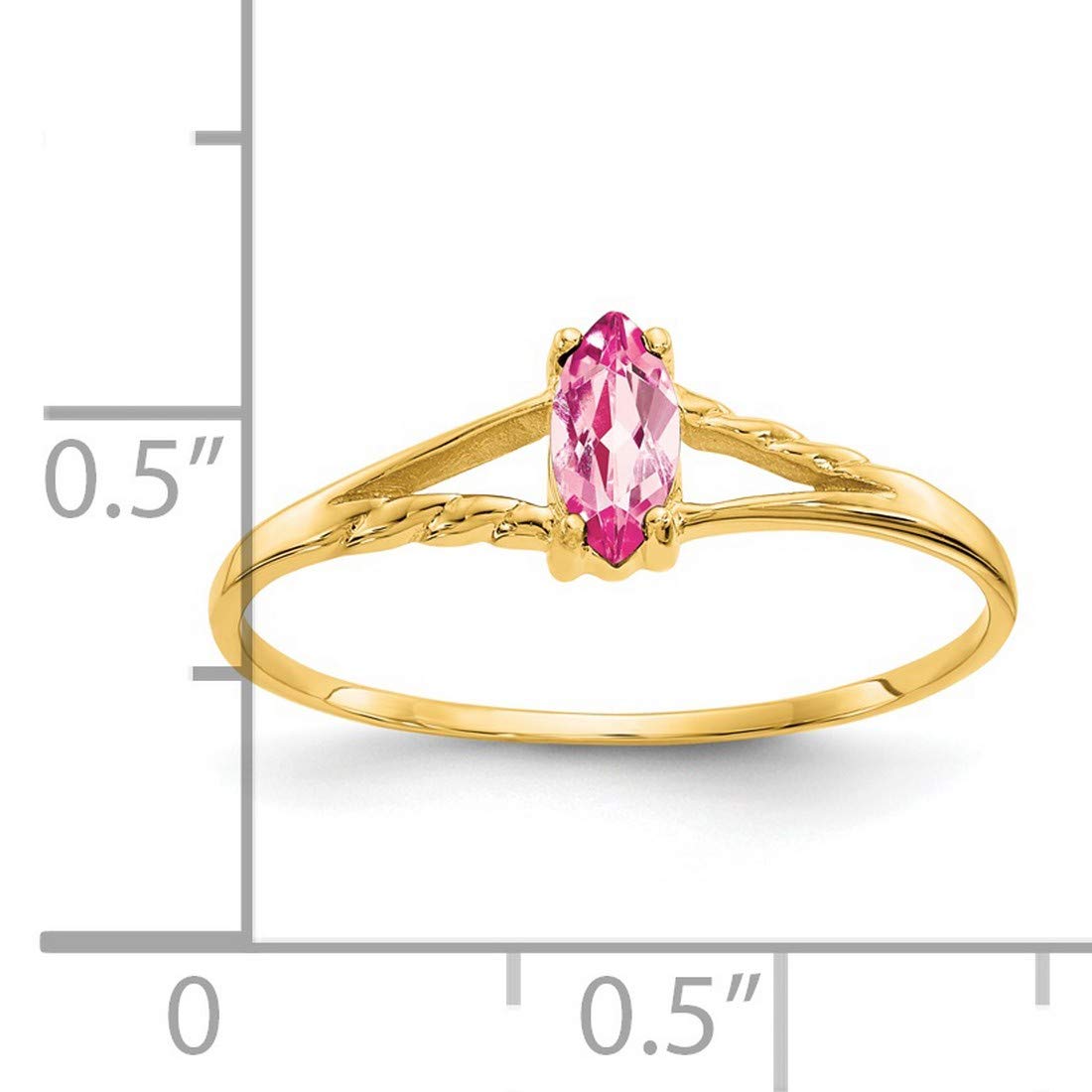 Jewelry Stores Network Pink Tourmaline Heart October Birthstone Ring in Real 14k Yellow Gold Size 7