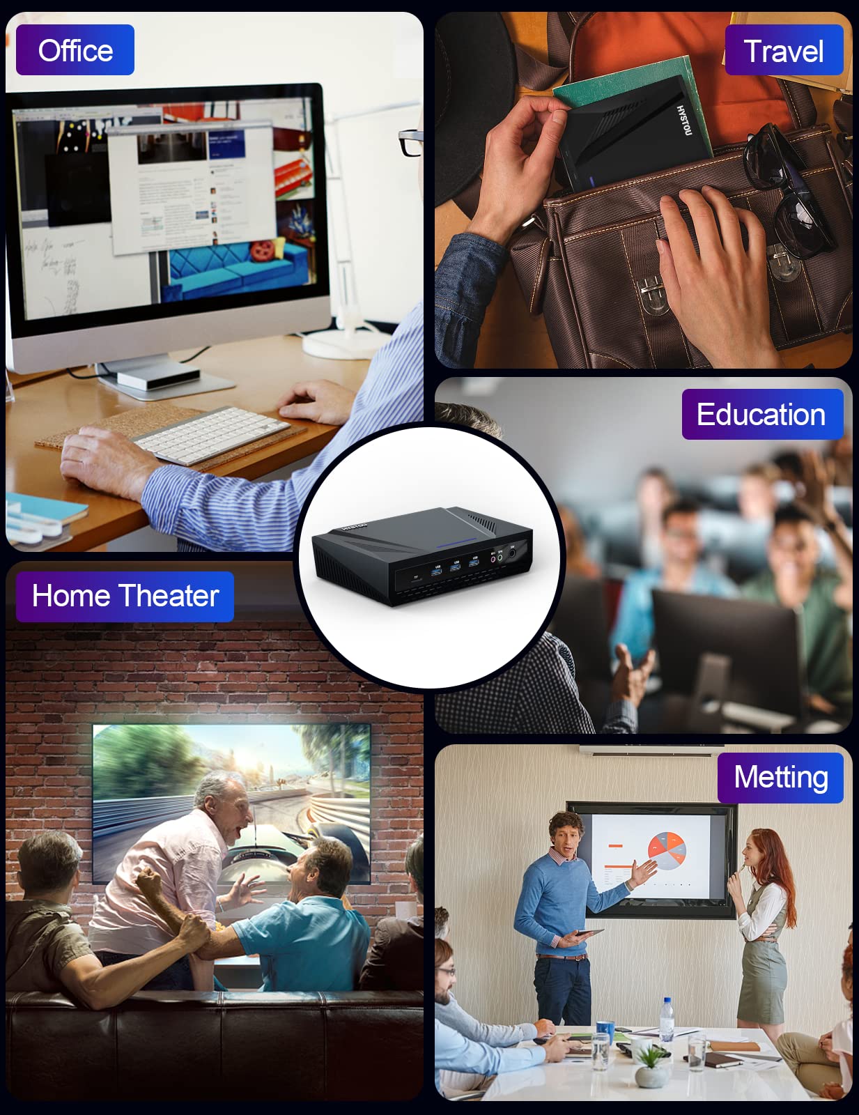 HYSTOU Mini PC, AMD Ryzen 9 5900HX, 64GB RAM, Windows 11 Pro, 2.4Gbps WiFi6, BT5.2, 4K UHD Triple Display, 2x M.2 SSD, 2.5" HDD, 7" Touch Screen, 128GB SSD