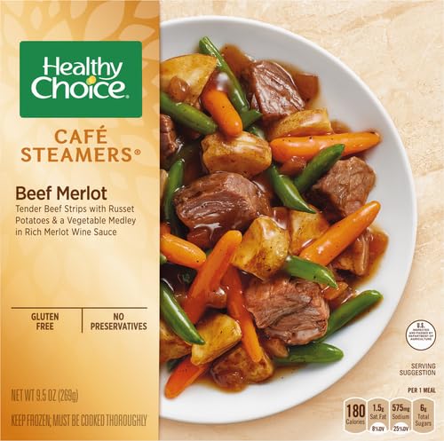 Healthy Choice Cafe Steamers Beef Merlot, Frozen Meal, 9.5 OZ