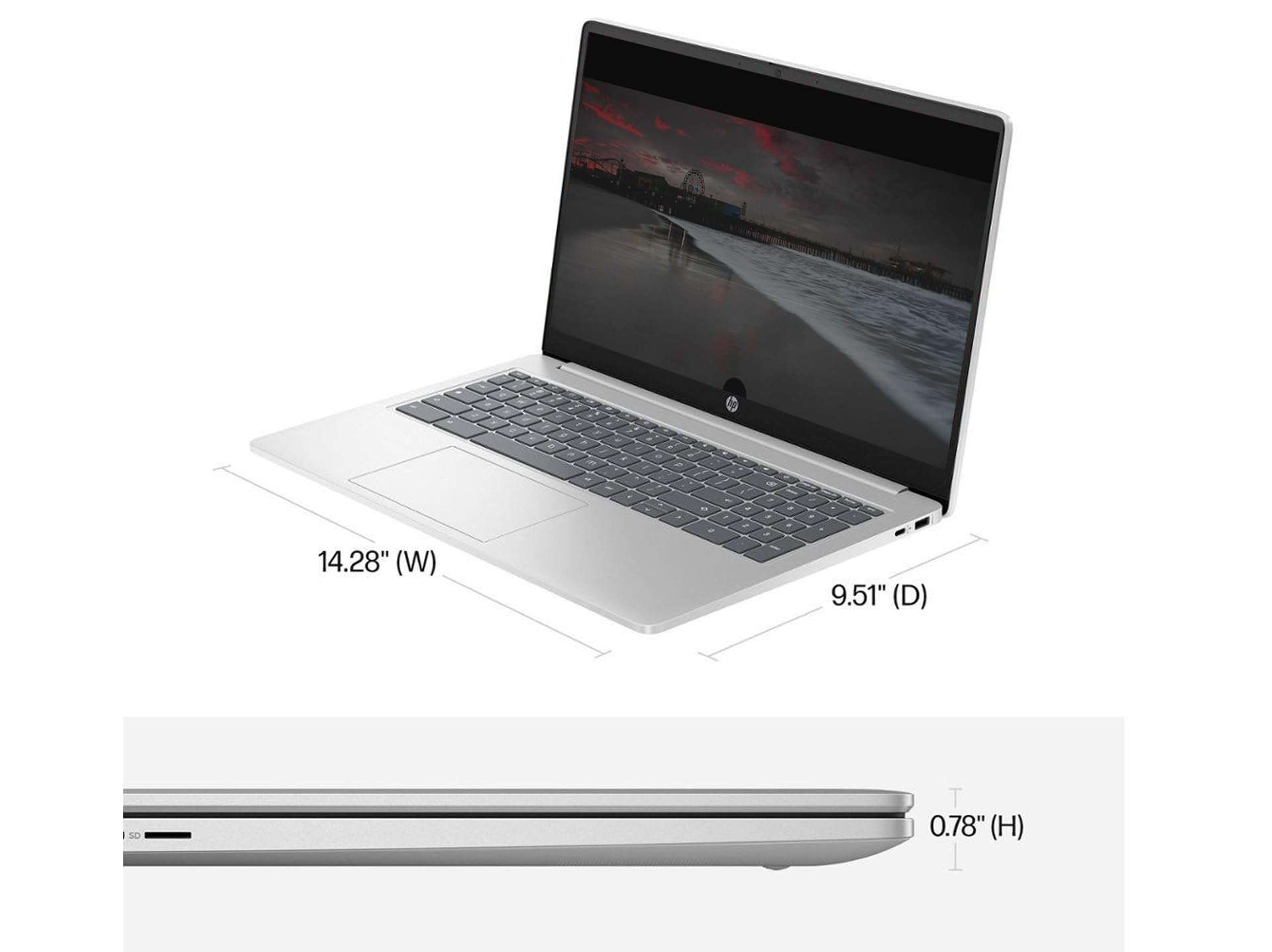 HP Chromebook 15.6-inch HD Laptop for College Student & Business, Intel Processor N200, 8GB RAM 192GB(64GB SSD+128GB Card), Webcam, Bluetooth, USB-C, Wi-Fi, Fast Charge, Chrome OS, LIONEYE Bundle