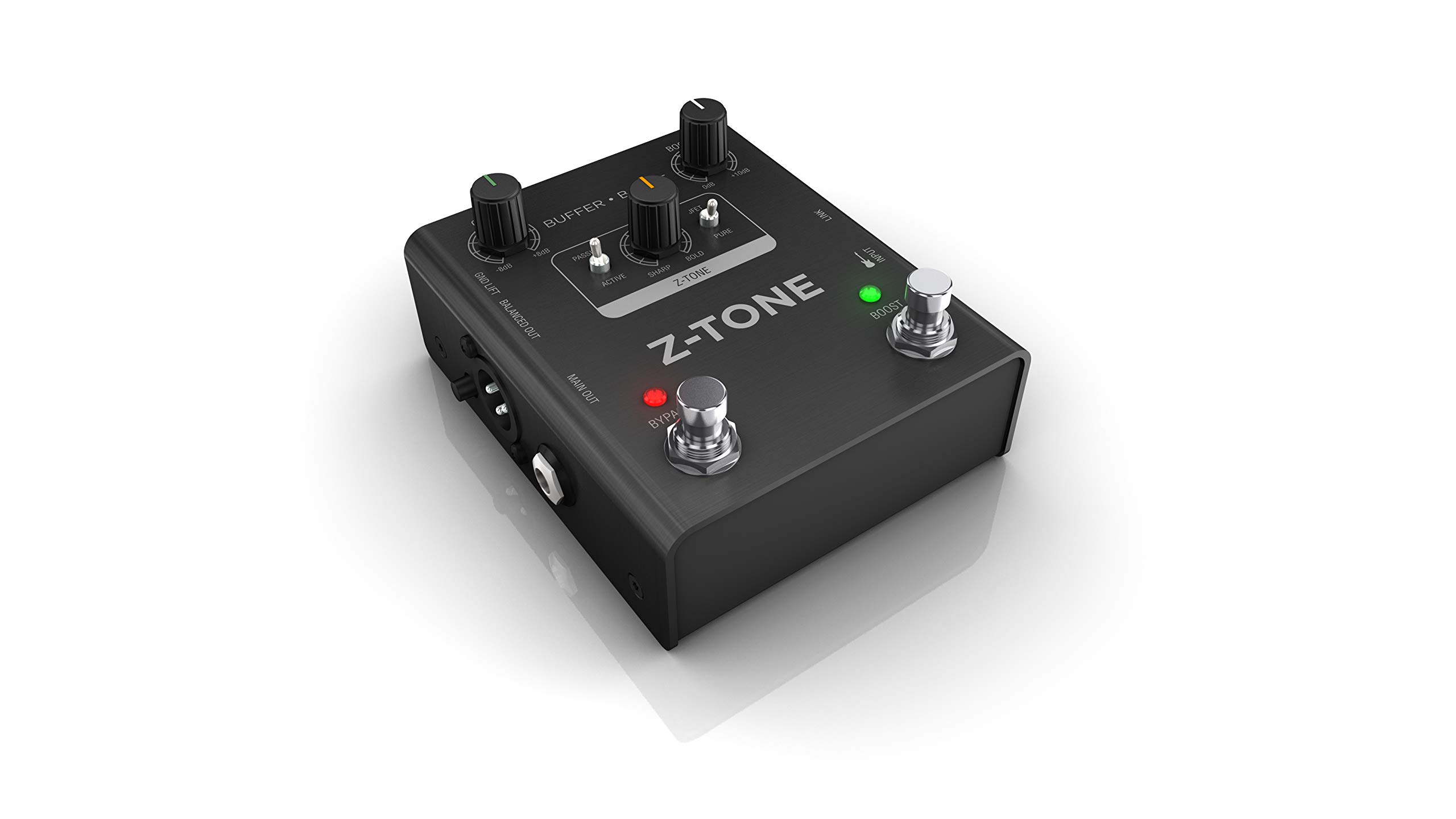 IK Multimedia Z-Tone Buffer Boost guitar preamp pedal with boost, Active/Passive pickup selector, switchable PURE/JFET Channels, true bypass and DI out for reamping/live use