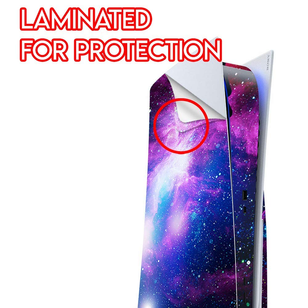 ITS A Skin Skins Compatible with Sony Playstation 5 Console Disc Edition - Protective Decal Overlay Stickers wrap Cover - Stars Galaxy red Blue Purple Gasses