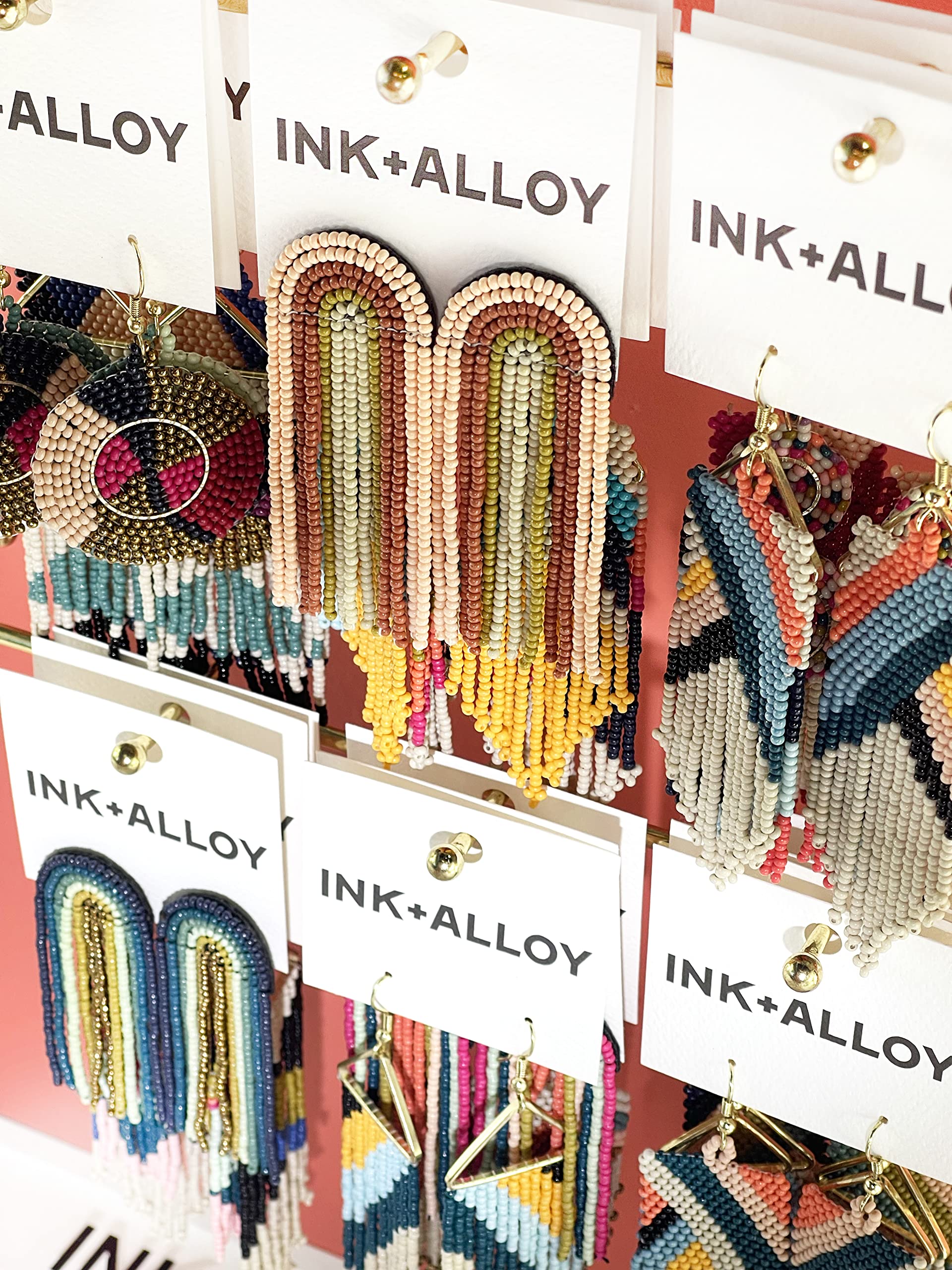 INK + ALLOY Women's Skylar 2.25-Inch Rainbow Fringe Beaded Boho Earrings Handmade Jewelry for the Modern Bohemian (Teal Navy)