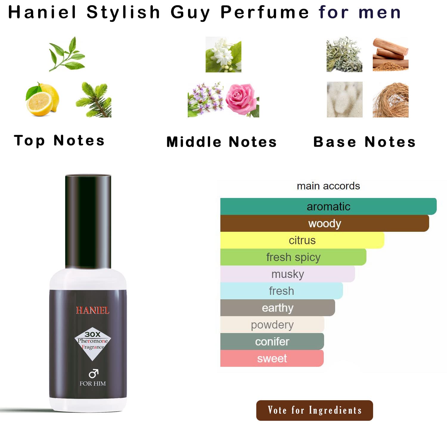 Haniel Woody Aromatic Mens Fragrances, Mens Cologne, Pheromone Cologne For Men, Feromonas Para Atraer Mujer, Natural Cologne for Men, Pheromone Perfume Oil,Attraction Formula