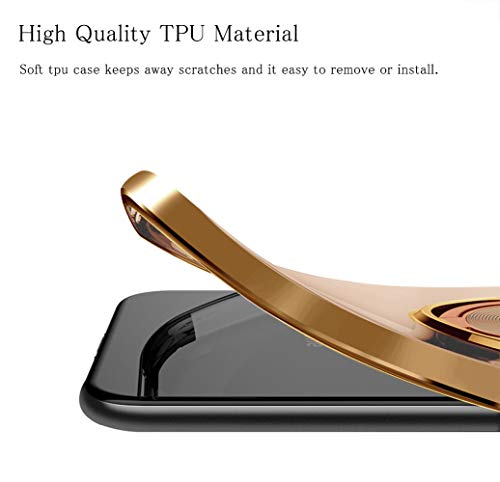 iPhone Xs/iPhone X Case 5.8" Soft Silicone Electroplated Anti-Scratch Cases with Ring Holder Stand Flexible TPU Bumper Shockproof Cover - Light Pink