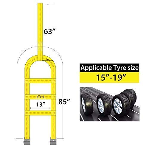 JCHL Tow Dolly Basket Straps with Flat Hooks (2 Pack) Yellow Car Wheel Straps Universal Vehicle Tow Dolly Straps System Fits 15"-19" Tires Wheels 10000 lbs Working Capacity