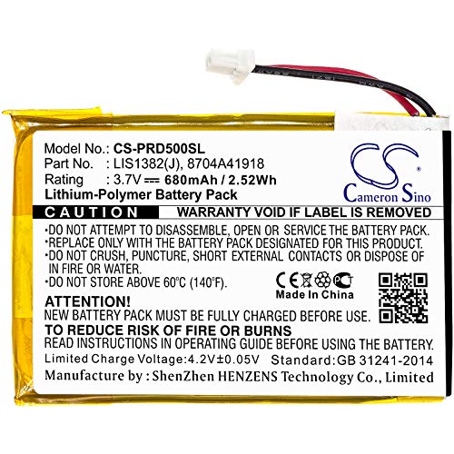 SPANN Battery Replacement for Sony Portable Reader PRS-500, Portable Reader PRS-500U2, Portable Reader PRS-505, Part No: 1-756-769-11, 8704A41918, LIS1382(J) 3.7V