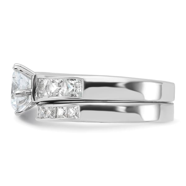 IceCarats 925 Sterling Silver Cubic Zirconia CZ Wedding Band Engagement Ring Bridal Jewelry Set Size 6