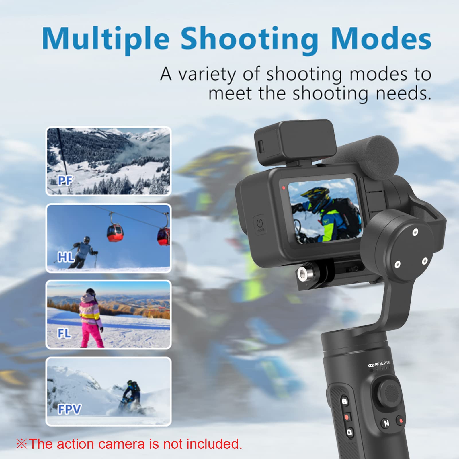 INKEE Falcon Plus Handheld Action Camera Gimbal Stabilizer 3-Axis Anti-Shake Wireless Control Vertical Horizontal Time-Lapse with Mini Tripod Replacement for GoPro Hero 11/10/9/8 OSMO Action Insta360