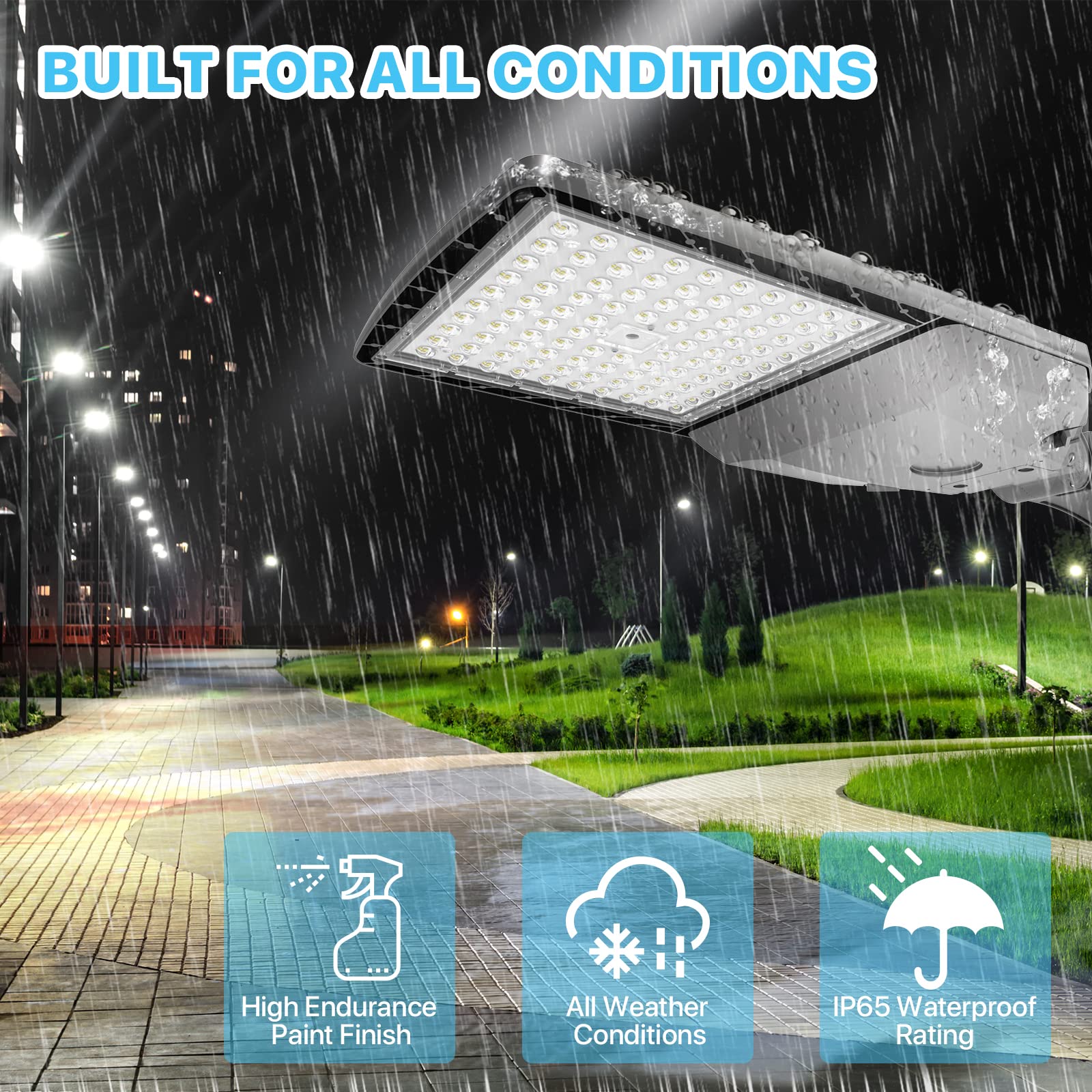 HYPERLITE LED Parking Lot Light, 200W 30000Lm 5000K shoebox Light with Dusk to Dawn photocell, IP65 Waterproof Commercial Area Lights with Adjustable Pole Mounting for Parking lot, Yard, Courts