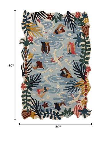 Justina Blakeney x Loloi Optimism Collection OPT-02 Ocean/Multi 5'-0" x 5'-0" Round Area Rug