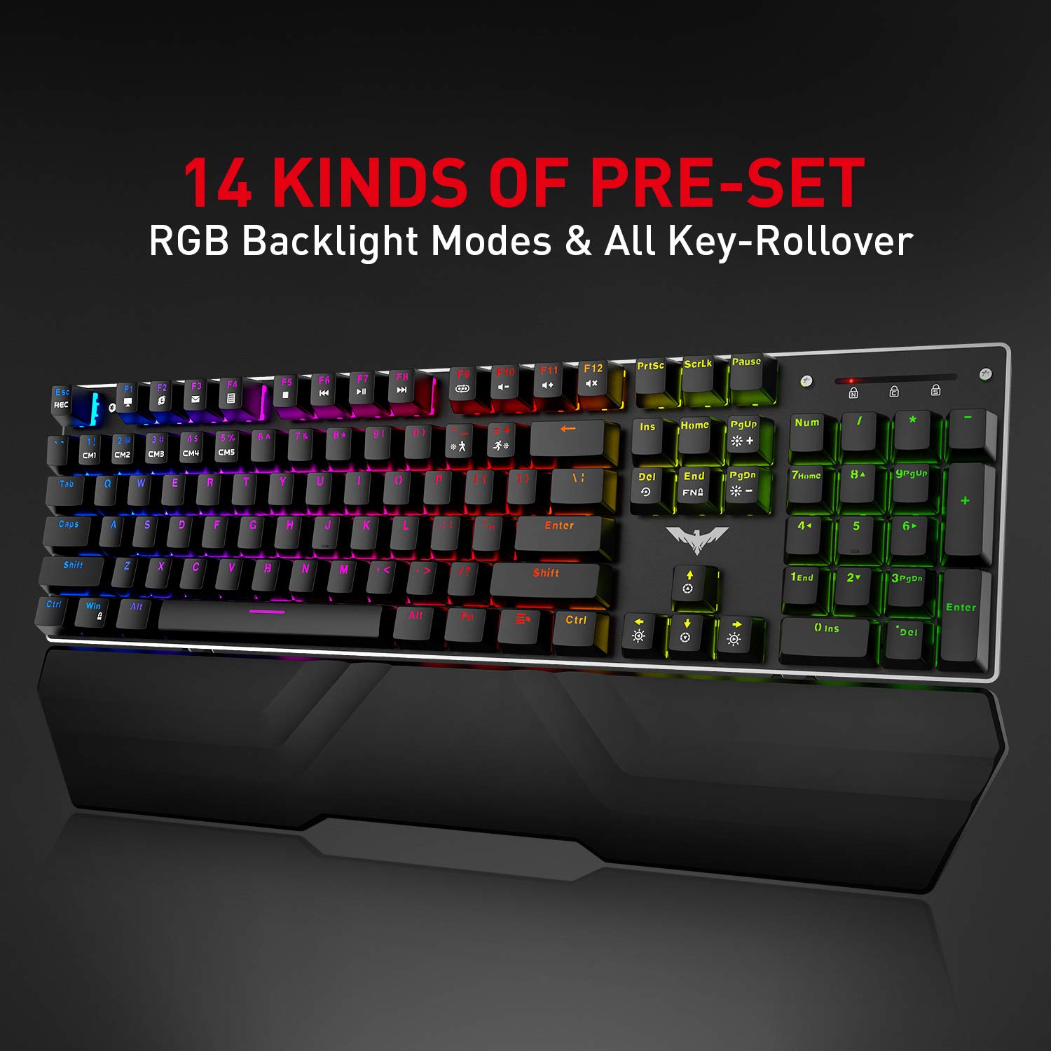HAVIT Wired Mechanical Gaming Keyboard Mouse Headset Combo Kit, Blue Switch RGB Keyboards, Gaming Mouse & RGB Headphones PC Gamer Bundles for Windows Computer