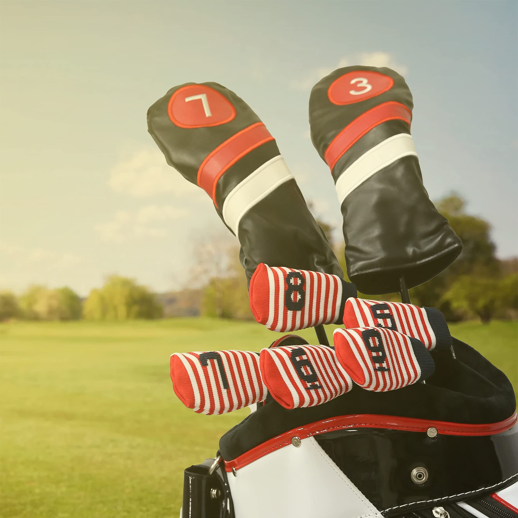 KYTAI 10pcs Golf Iron Head Covers Set Knitted Club Headcovers Fit Callaway Ping Taylormade Cobra for Man Women 4-9/A/P/S (Red)