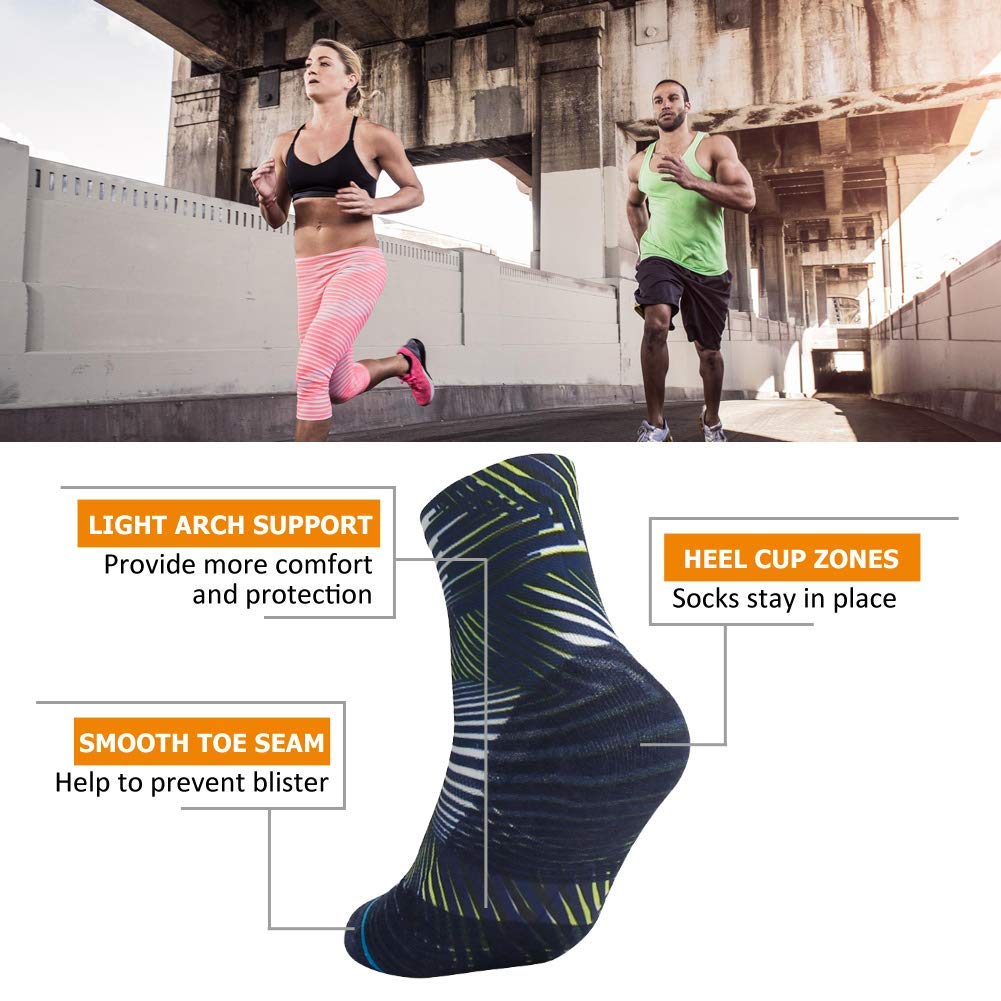 HUSO Running Quarter Socks for Men Women Novelty Stripe Print Cushion Seamless Socks 4 Pairs(Multicolor, L/XL)