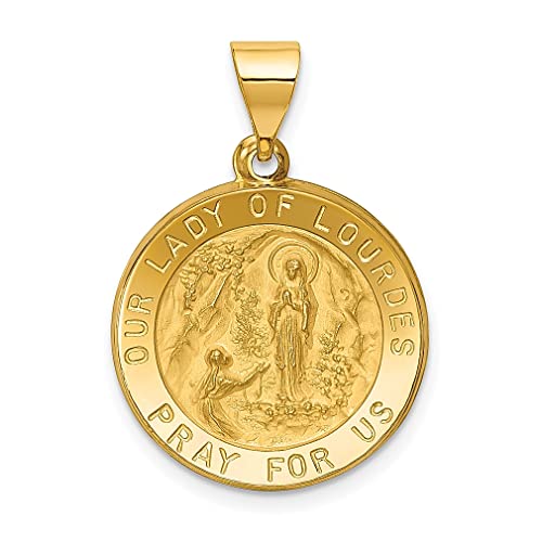 IceCarats 14K Yellow Gold Our Lady of Lourdes Medal Necklace Charm Pendant Only