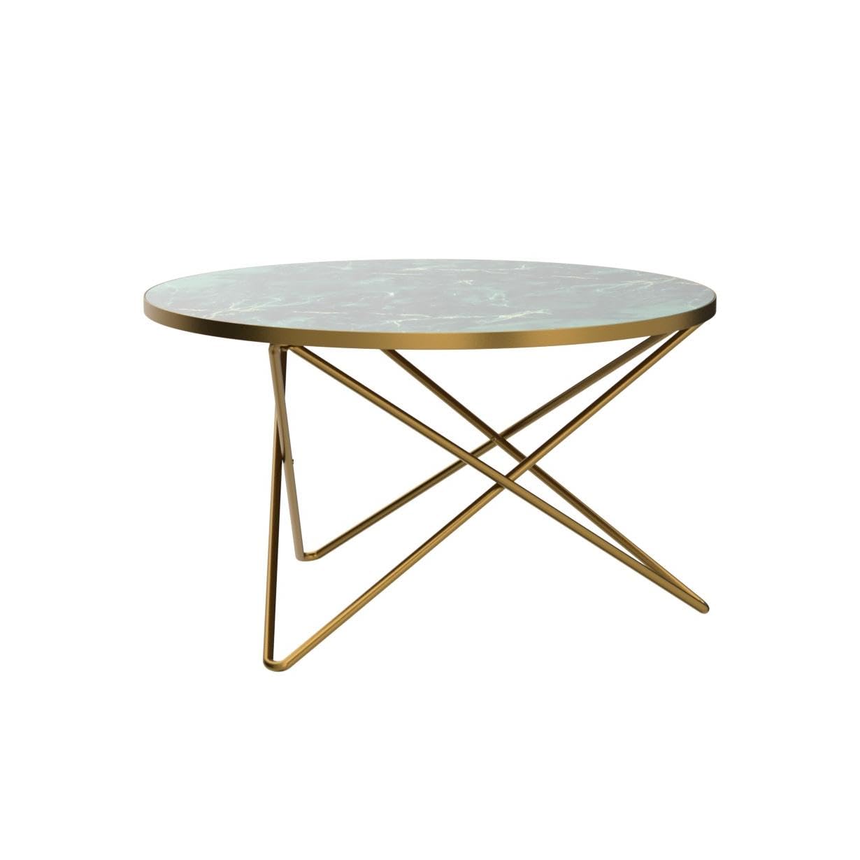 HLR Round coffee table with Green Faux Marble Top