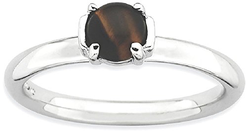 IceCarats 925 Sterling Silver Tigers Eye Stackable Ring Gemstone Band Size 6