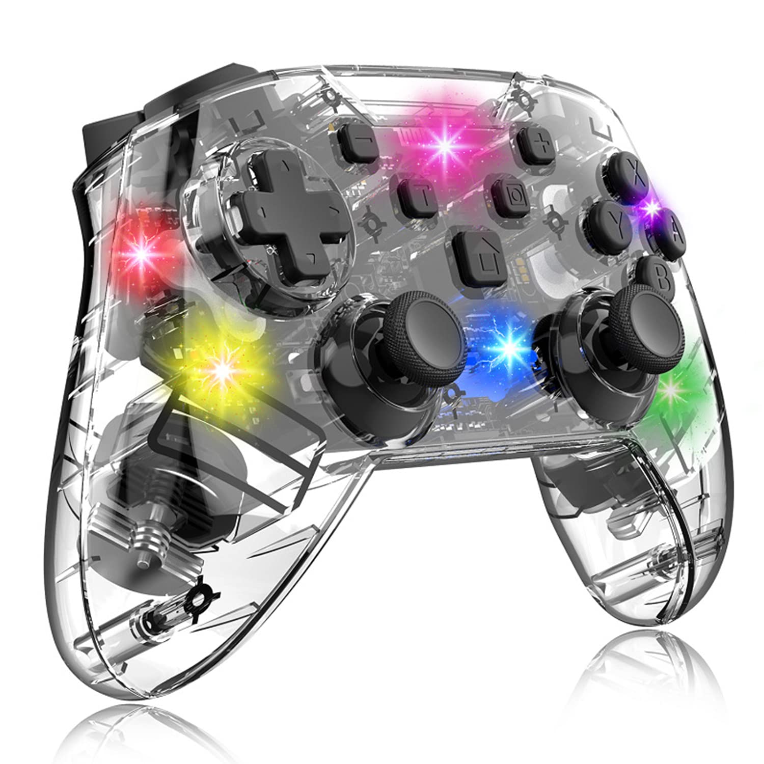 kobjoy Game Controller for PC/Switch/Tesla model 3/y/x/s,Transparent LED Backlight,Support Dual Motor and Dual Vibration Function.
