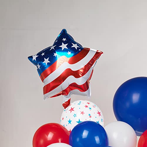 kozee Red White and Blue Patriotic balloon garland arch kit 136pcs with starburst star print balloons for july 4 Memorial day decorations