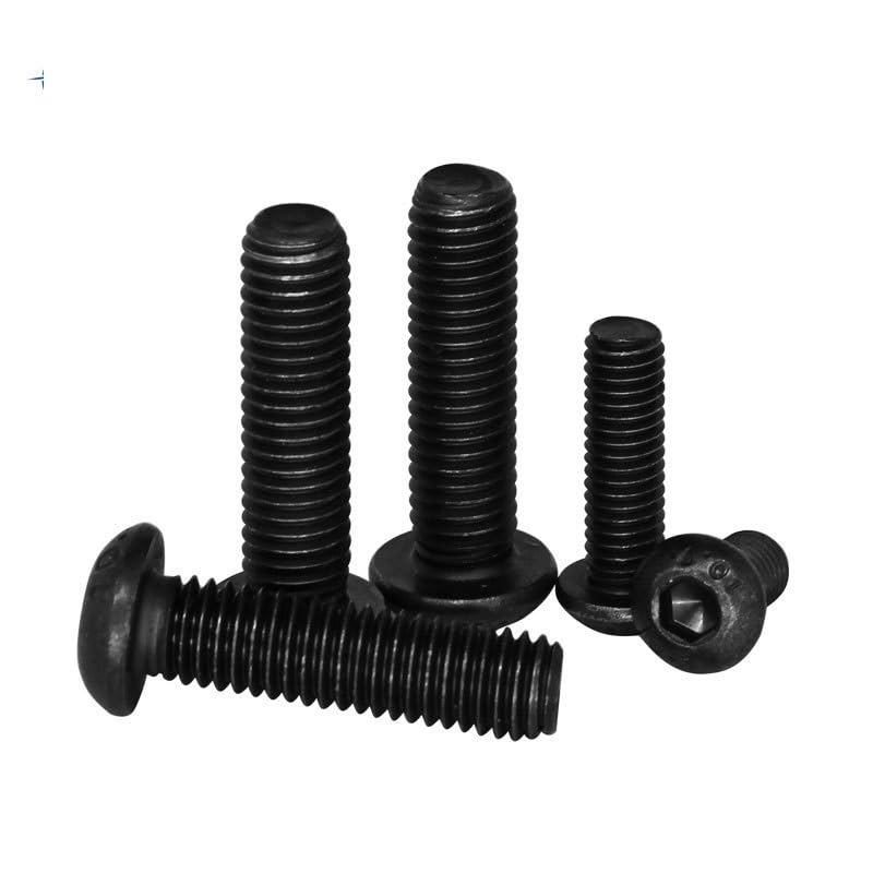 Hexagon Socket Screws Grade 10.9 Round Head Hexagon Socket Screws, high Strength Black pan Head Screws, Round Cup Bolts (Size : M5*12 5pcs)