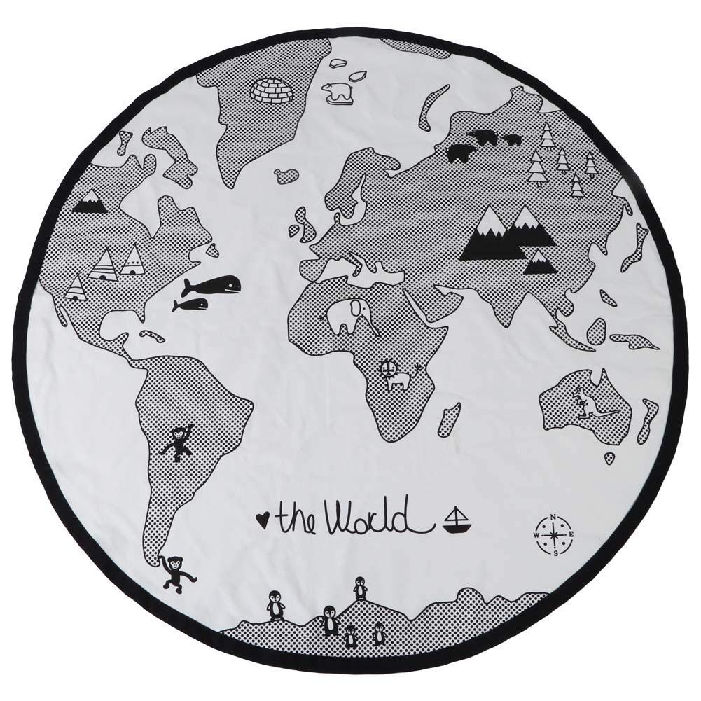 Hztyyier Baby Game Blanket, 135cm Baby Round Adventure World Map Pattern Circular Kid Game Mat Thicken Baby Crawling Play Mat