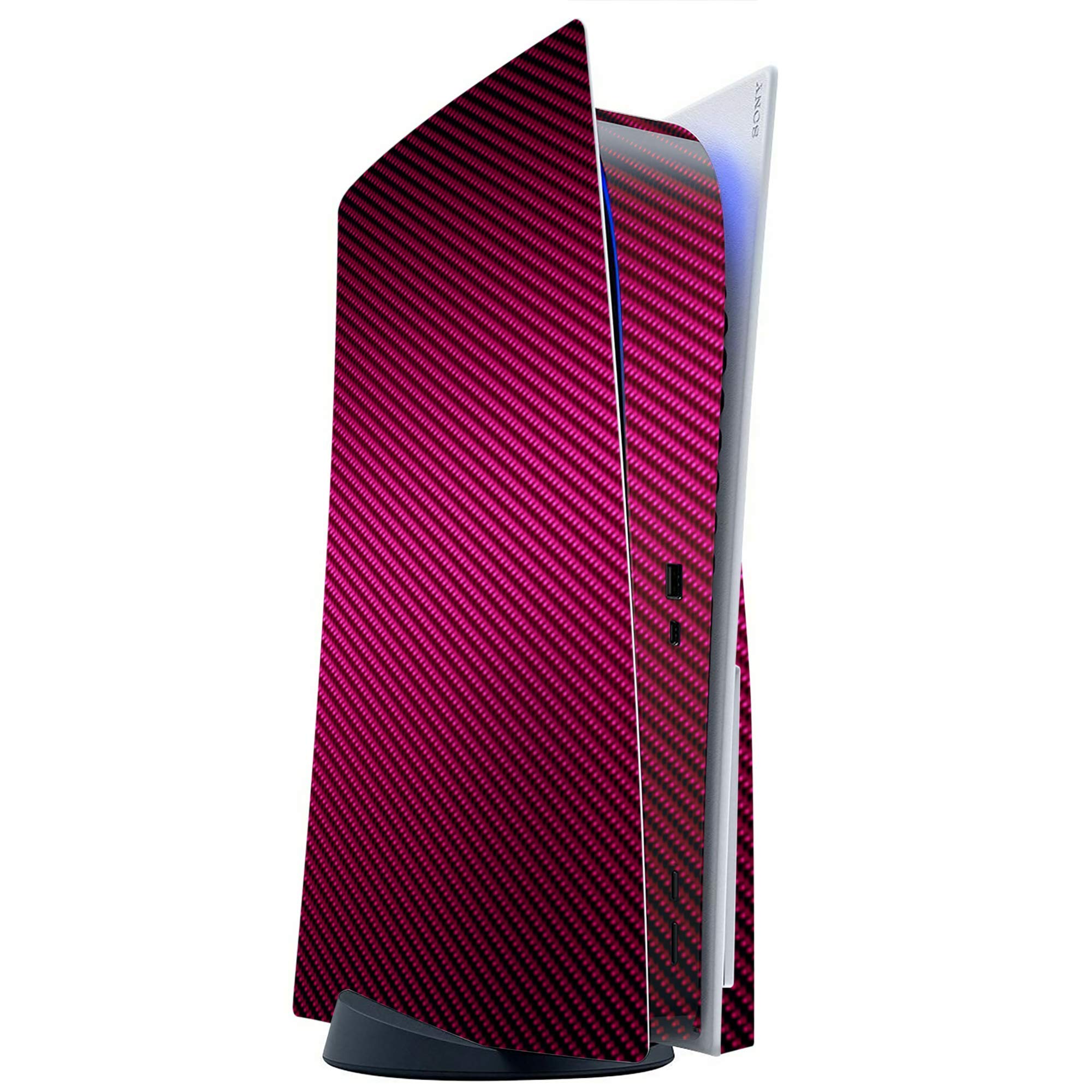 ITS A Skin Skins Compatible with Sony Playstation 5 Console Disc Edition - Protective Decal Overlay Stickers wrap Cover - Pink,Black Carbon Fiber Look