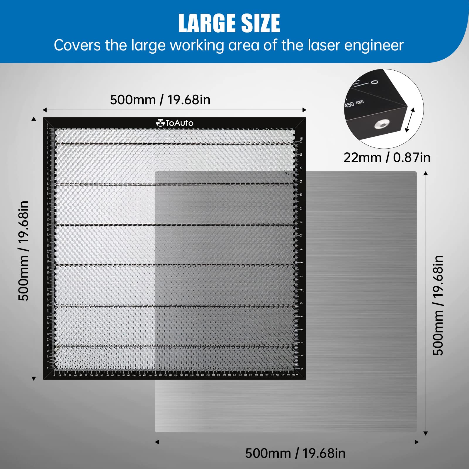 Honeycomb Working Table, 500*500mm Honeycomb Laser Bed Laser Engraver Cutting Machine, Honeycomb Working Panel with Aluminum Plate, Laser Engraver Accessories Fast Heat Dissipation &Desktop-Protecting