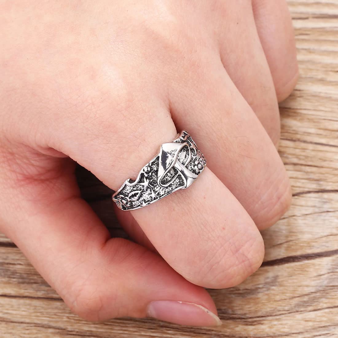 ItsStarred 6pcs Smiley Crying Face Knuckle Ring Set Chunky Adjustable Butterfly Vintage Silver Mushroom Star Flower Ring Pack for Women