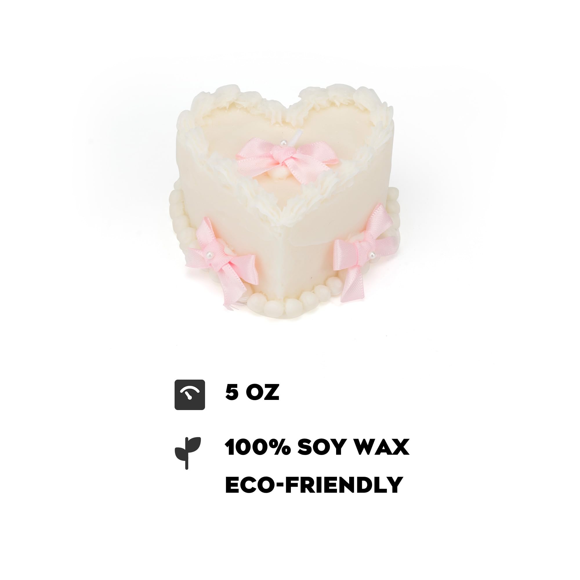 Stylor Coquette Room Decor Aesthetic, Heart Cake Shaped Soy Wax Decorative Candle with Pink Bows for Apartment, Girly Kawaii Cute Stuff for Bathroom Decor. (5 OZ, Vanilla Cream Scented)