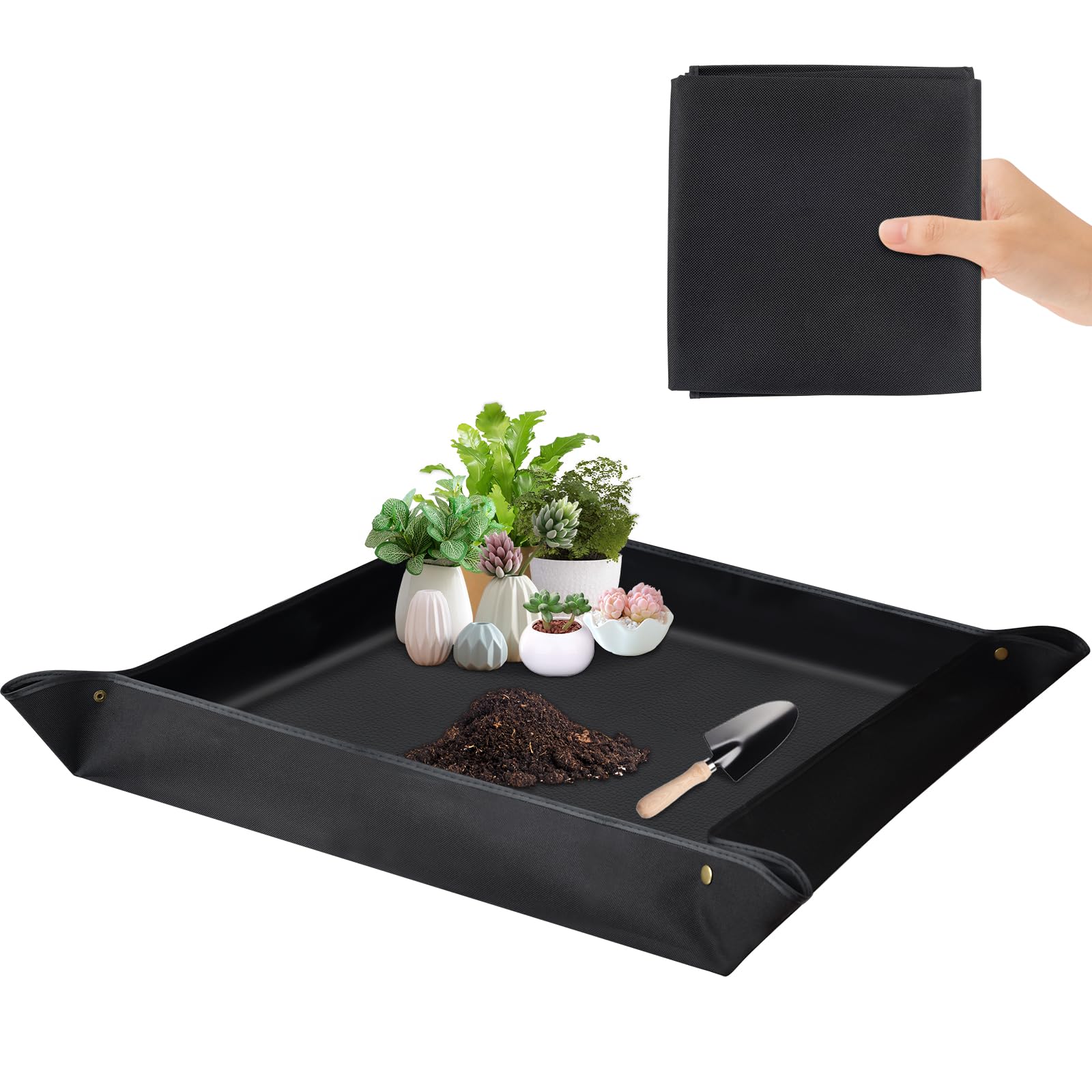 Repotting Mat for Plant Transplanting Indoor Thickened Waterproof Portable Foldable Gardening PottingTray Mat Plant Tool Accessories for Plants Succulents Cactus Bonsai Pots Garden Gift 29.5"x29.5"