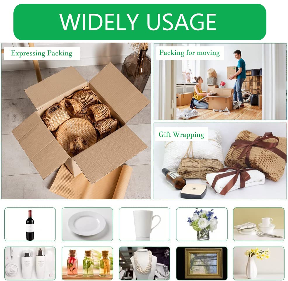 Honeycomb Packing Paper for Moving 15βx400β Honeycomb Cushioning Wrap Paper .Recyclable Biodegradable Honeycomb Packing Supplies,Bubble Paper Wrapping Protective Roll 20pcs Fragile Sticker Labels