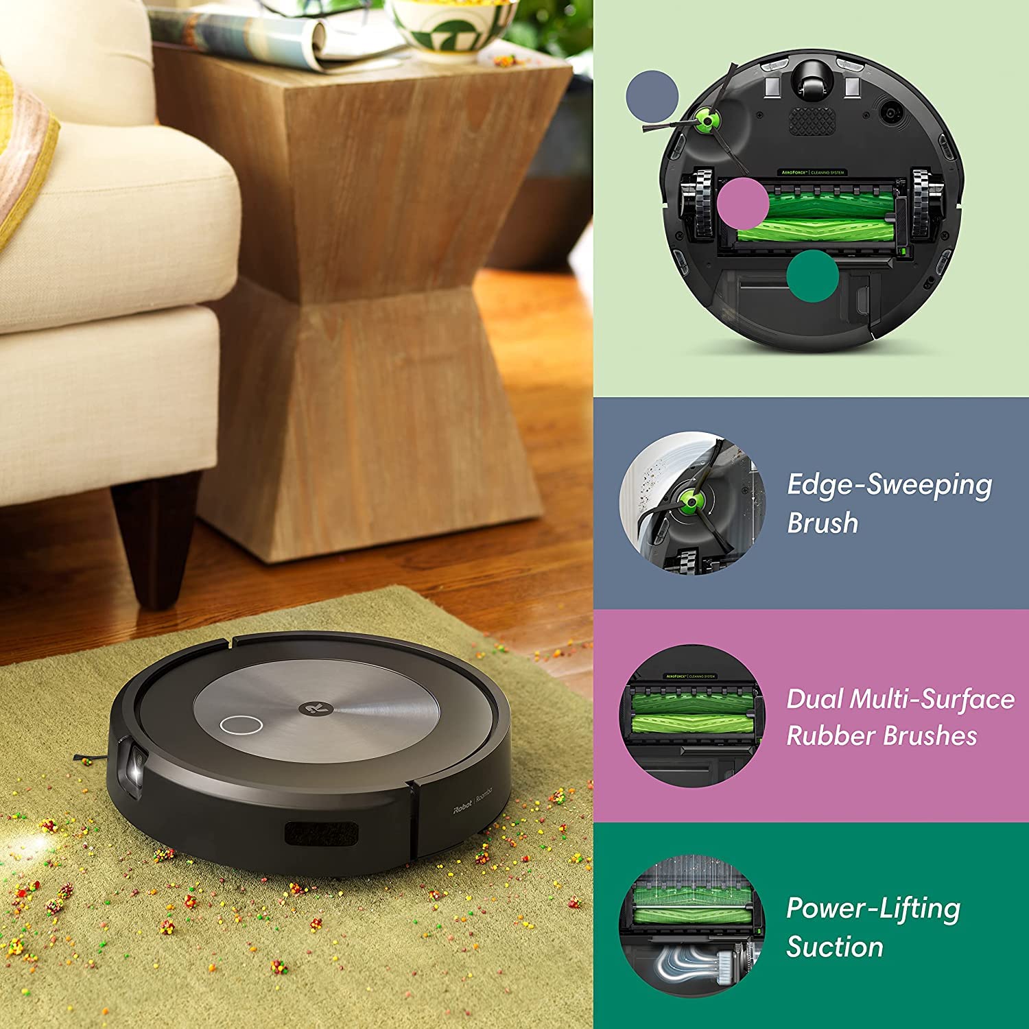 iRobot® Roomba® j7 (7150) Wi-Fi® Connected Robot Vacuum - Smart Mapping, Works with Alexa, Ideal for Pet Hair, Carpets, Hard Floors Bundle With (+2 Extra Edge-Sweeping Brushes) (3 Items)