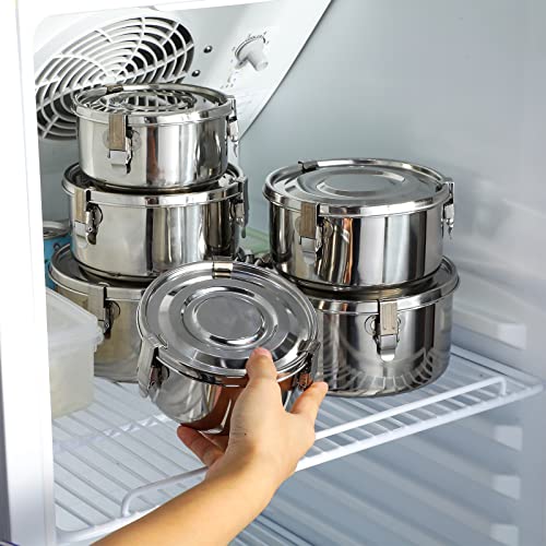 Zopeal 6 Pcs Stainless Steel Food Storage Containers with Lid Bento Lunch Boxes Reusable Metal Flat Canisters for Camping Trips Picnic Snacks Soups Salads Leftovers, 3 Sizes